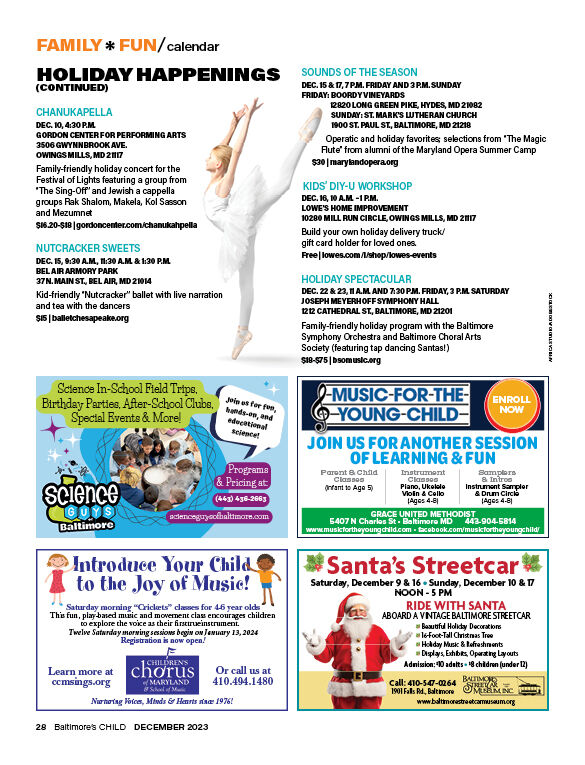 Calendar: Family Events in December - Baltimore's Child